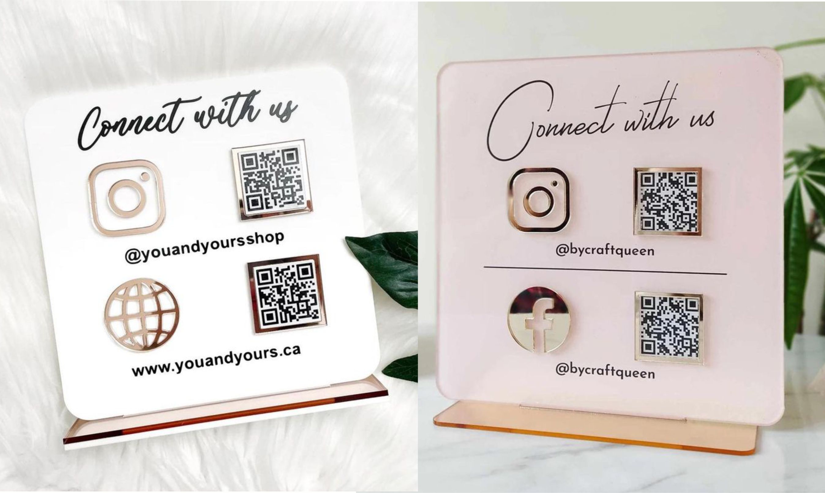 Business Acrylic Social Media QR Code & Payment Display Table Top Signs ...